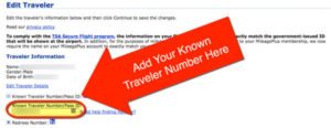 How to Add Your Known Traveler Number | Million Mile Secrets